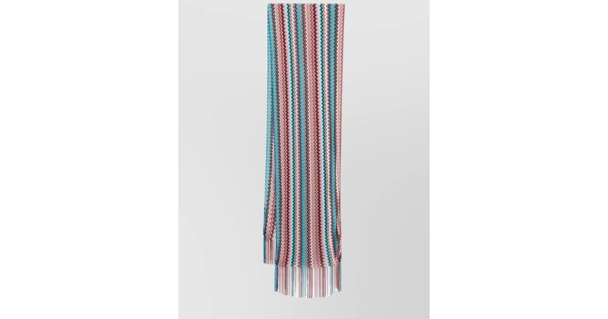 Missoni Fringed Viscose Scarf Featuring Soft Texture in Blue | Lyst