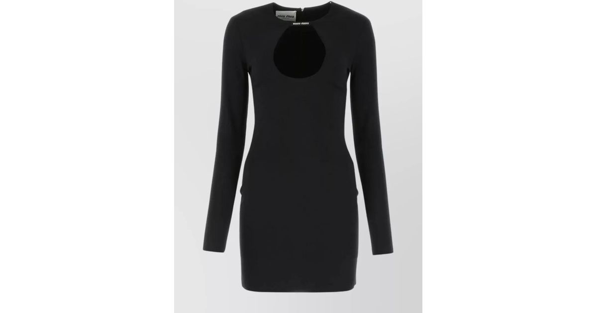 Miu Miu Fitted Keyhole Mini Dress in Black | Lyst