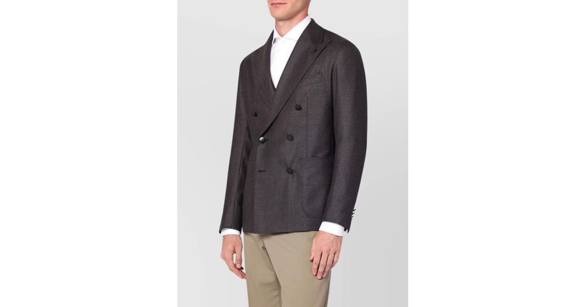Tagliatore Wool Double Breasted Jacket in Grey for Men | Lyst UK