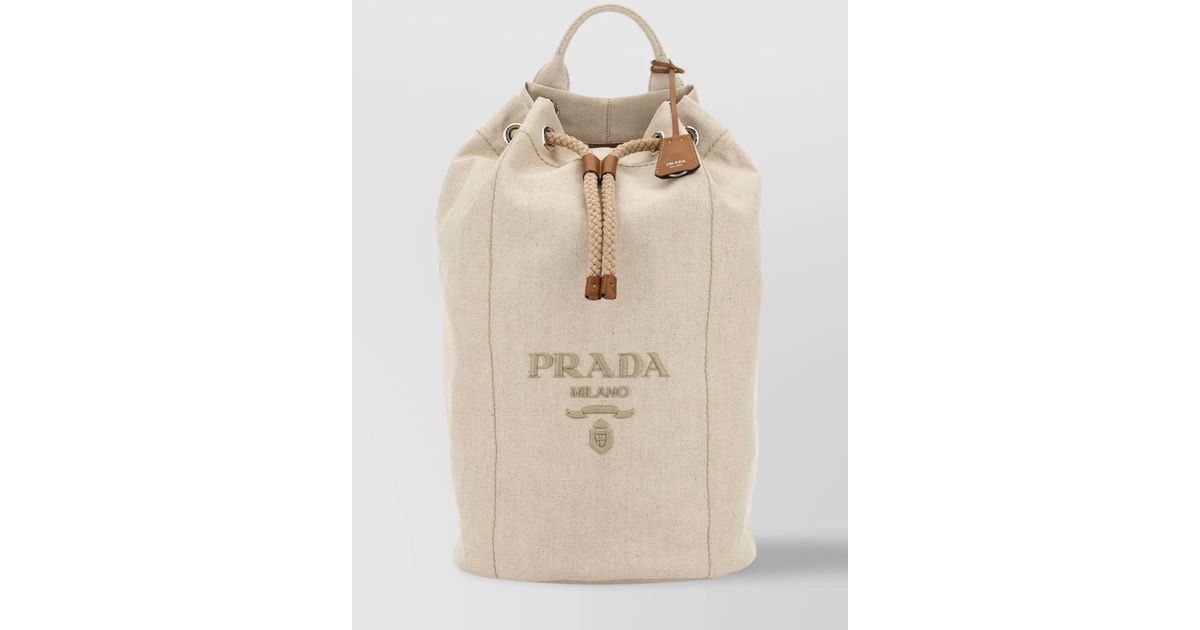 Prada Canvas Backpack in Natural for Men | Lyst