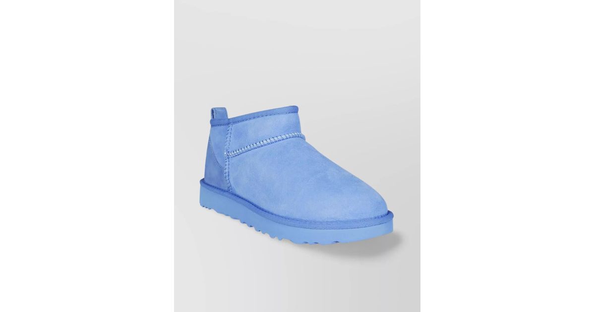 UGG Ultra Mini Ankle Boots With Stitch Detailing in Blue | Lyst