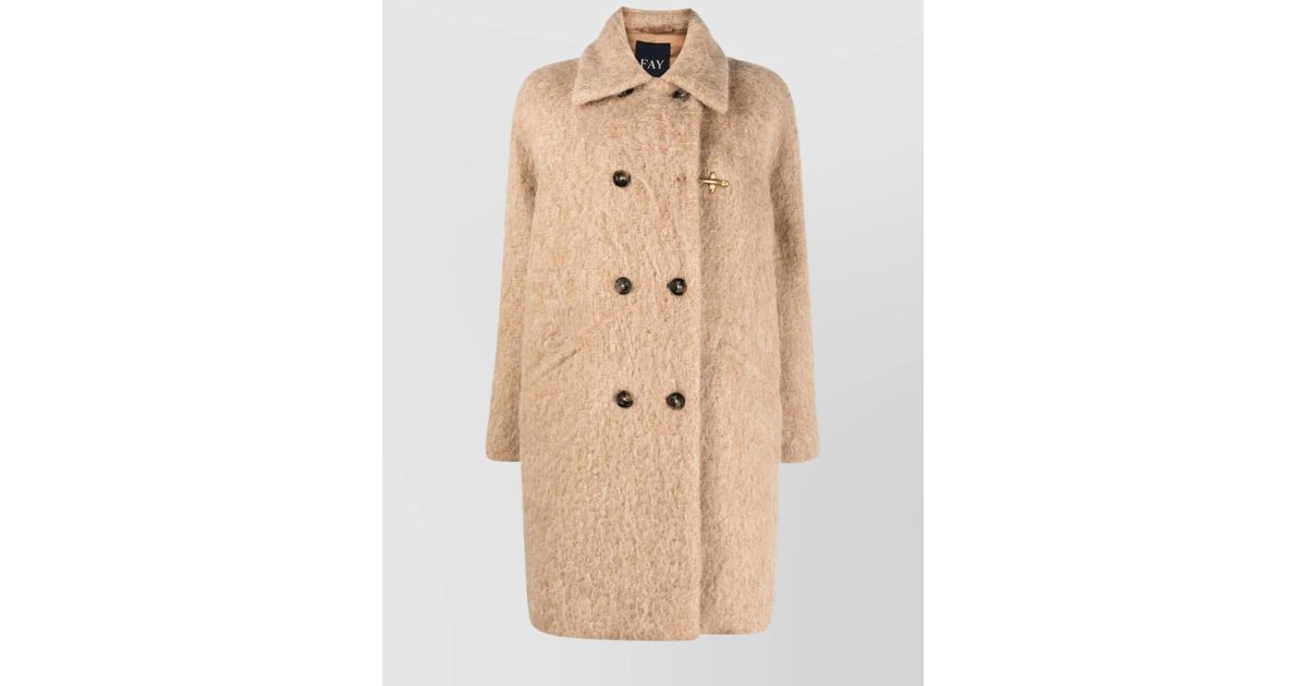 Fay Wool Blend Double-Breasted Coat in Natural | Lyst UK