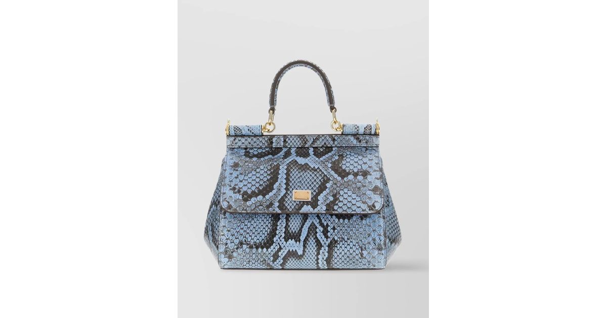 Dolce & Gabbana Python Sicily Handbag Mini Structured Shape in Blue | Lyst