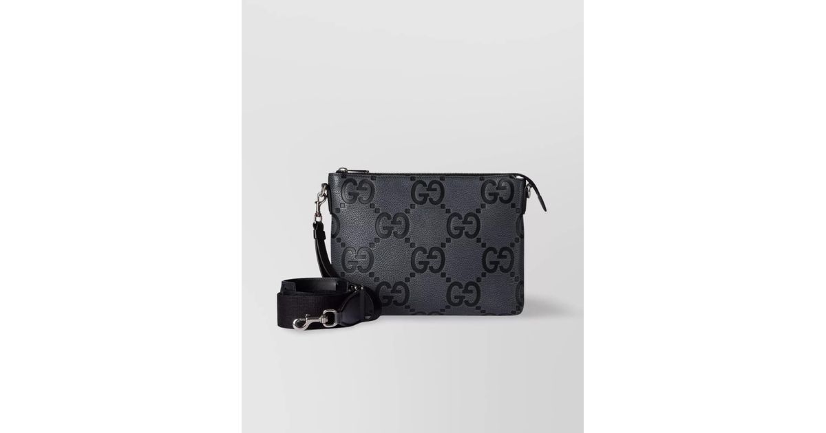 Gucci Oversized Gg Messenger Bag in Black for Men | Lyst