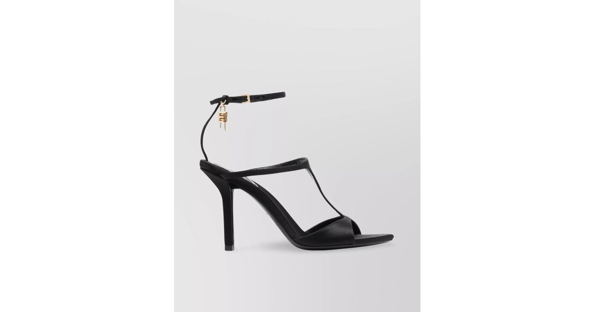 Givenchy Lock T-Bar Leather Sandals in Black | Lyst