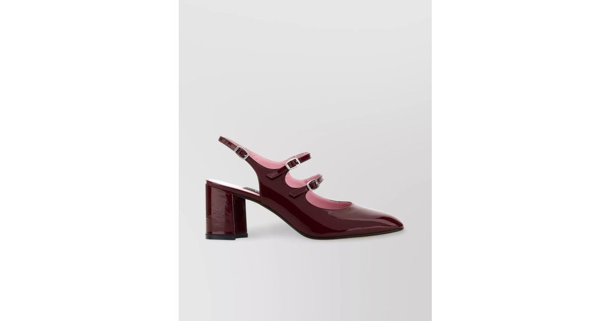 CAREL PARIS Leather Block Heel Double Strap Pumps | Lyst UK