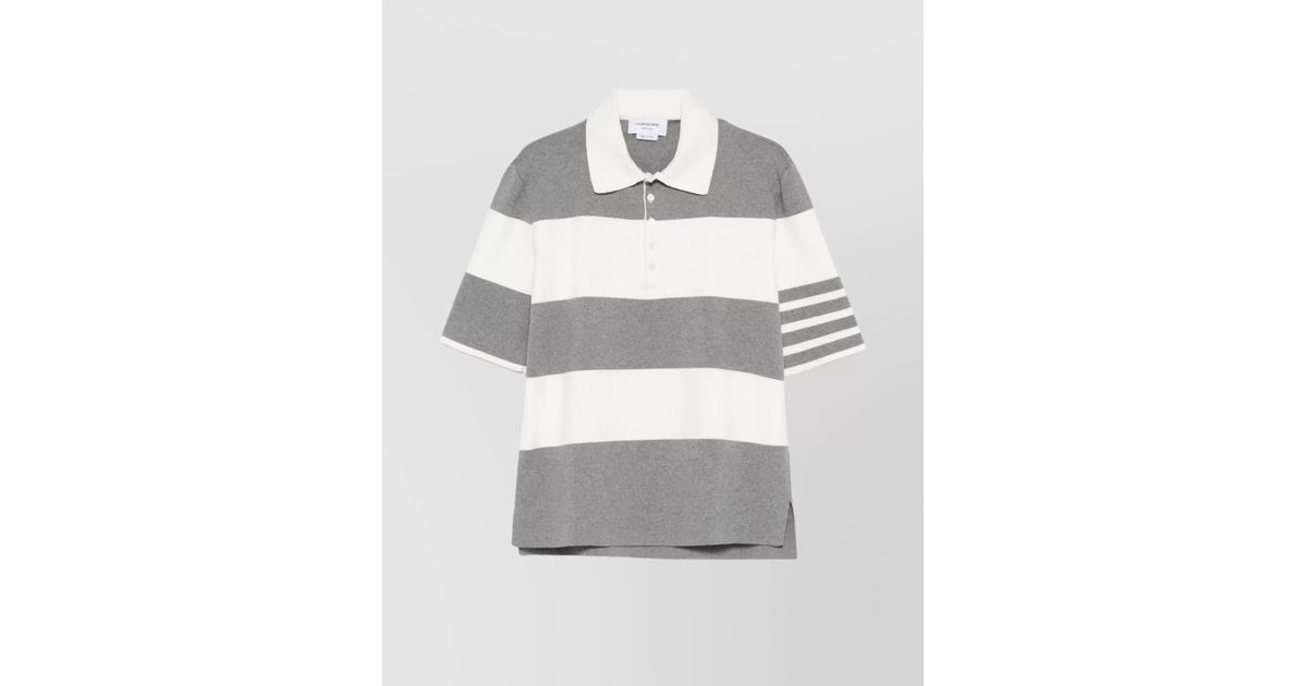 Thom Browne Polo Shirt With Short Sleeves And Side Slits in Gray for ...