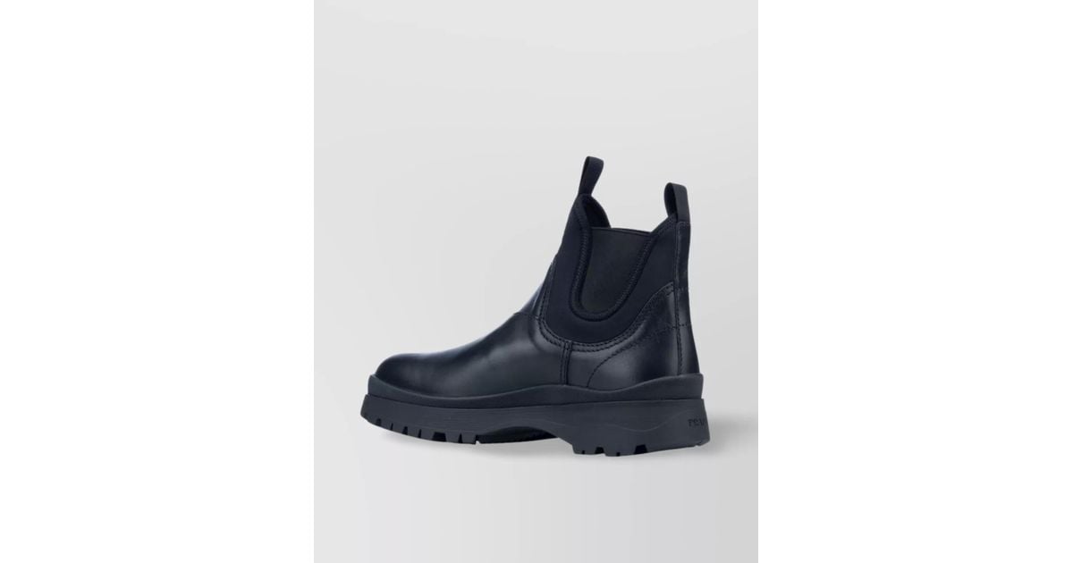 Prada Round Toe Chunky Sole Boots in Blue for Men | Lyst