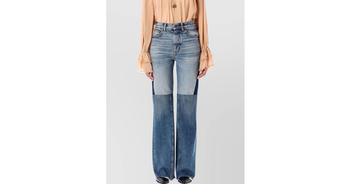 Chloé Flared Jeans High-Rise Contrast Panels in Blue | Lyst