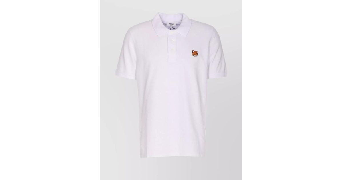Maison Kitsuné Polo Shirt With Fox Head Patch And Collar in White for ...