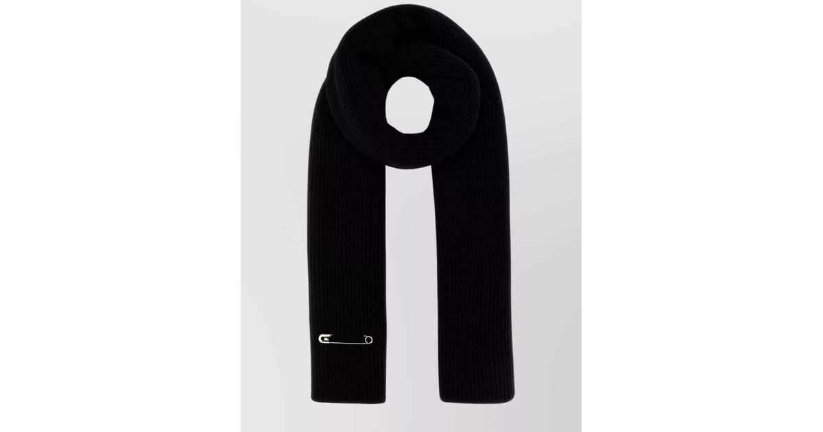 Balenciaga Pure Wool Ribbed Texture Scarf in Black for Men | Lyst