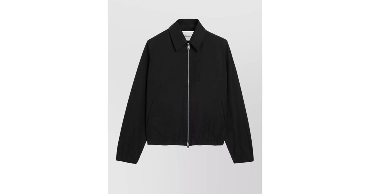 Ami Paris Cotton Jacket Point Collar Elasticated Hem in Black for Men ...