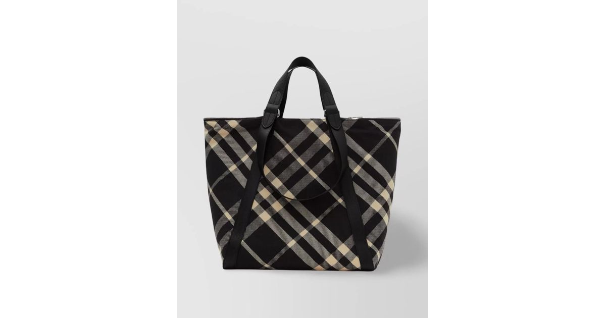 Burberry Checkered Pattern Shoulder Bags With Dual Handles in Black ...