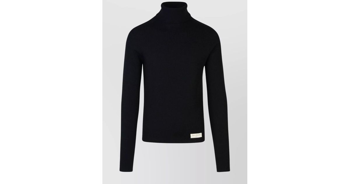 Balmain Wool Turtleneck Sweater Ribbed Texture in Blue for Men | Lyst