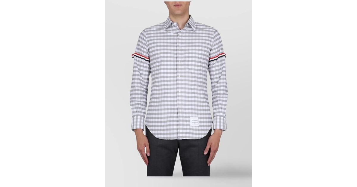 Thom Browne Checkered Collar Shirt And Pocket in White for Men | Lyst