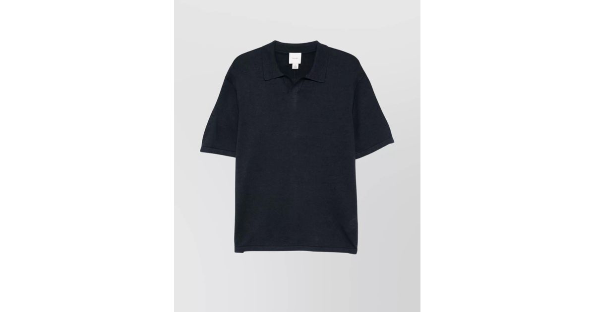 Calvin Klein Split Neck Cotton Polo in Blue for Men | Lyst