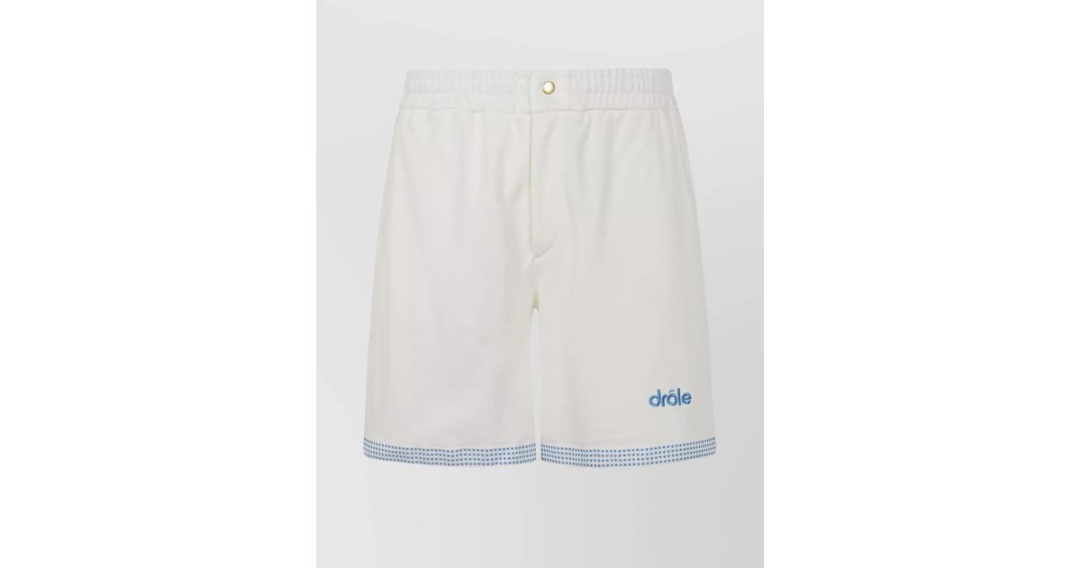 Drole de Monsieur Textured Shorts Featuring Pockets in White for Men ...