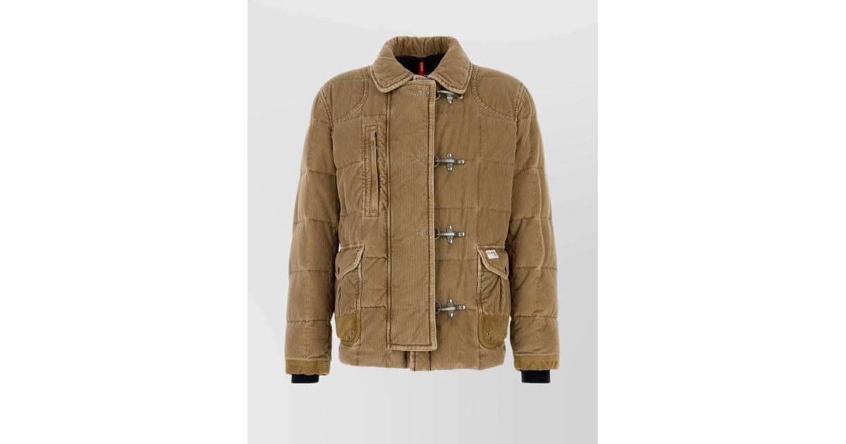 Fay Corduroy Quilted High Collar Jacket in Natural for Men | Lyst UK
