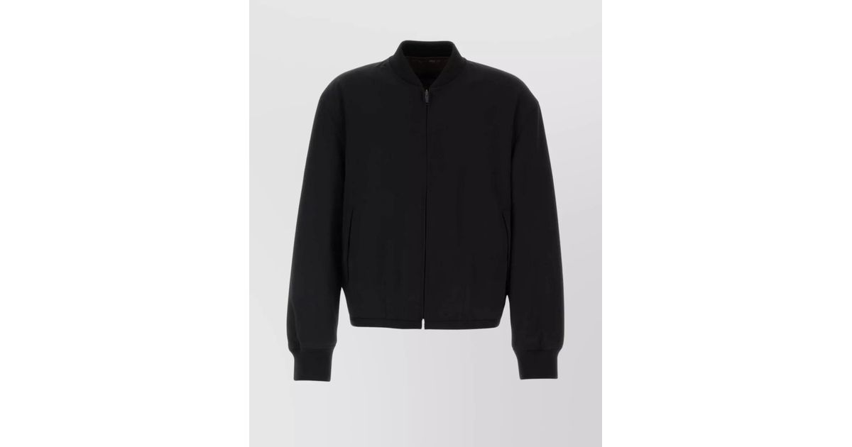 The Row Wool Fenn Bomber Jacket With Ribbed Cuffs And Hem in Black for ...