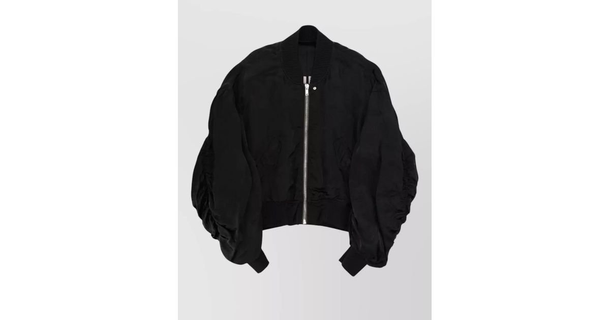 Rick Owens Bomber Jacket Secchia Flight Ribbed Cuffs Hem in Black | Lyst UK