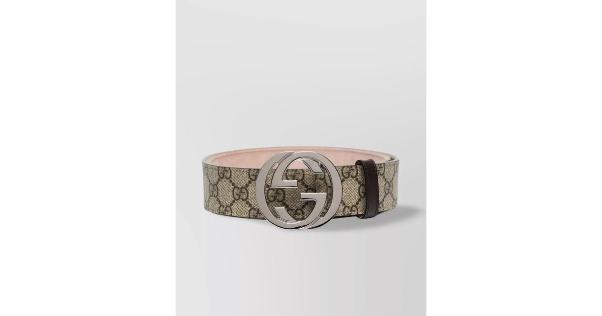 Gucci Adjustable Monogram Pattern Belt With Palladium Hardware in Brown ...