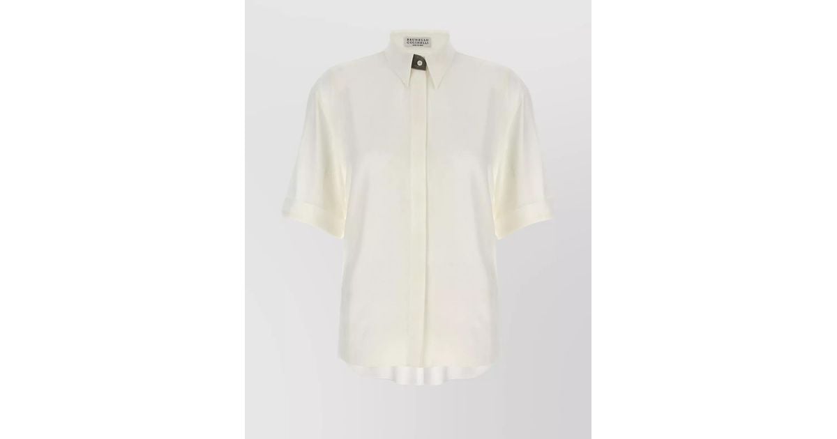 Brunello Cucinelli Pleated Back Yoke Shirt in White | Lyst UK