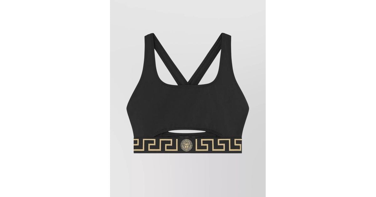 Versace Greek Border Bikini Top in Black | Lyst