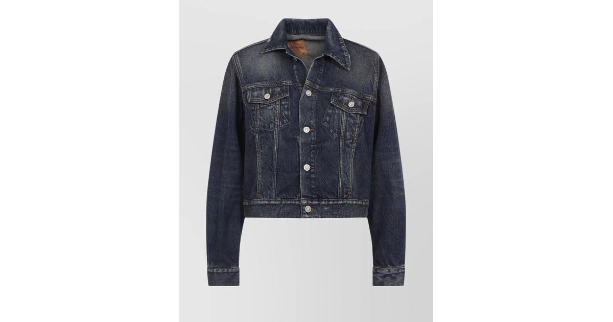 Balenciaga Denim Off-Shoulder Jacket Flap Pockets in Blue | Lyst UK
