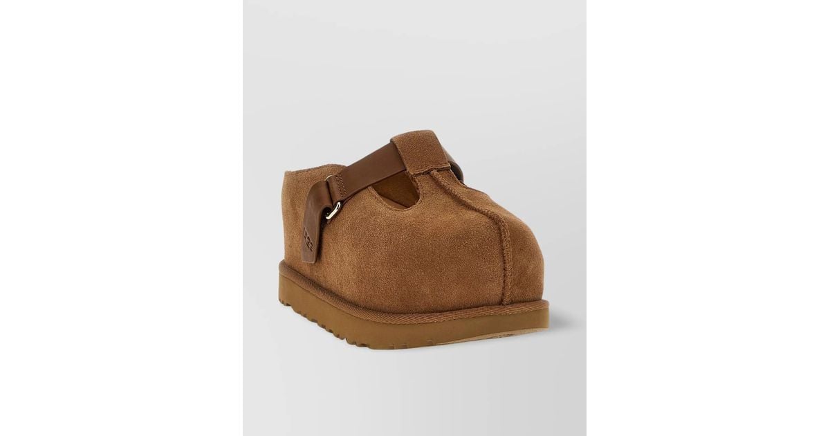 UGG Open Toe Suede Clogs With Rubber Sole in Brown | Lyst