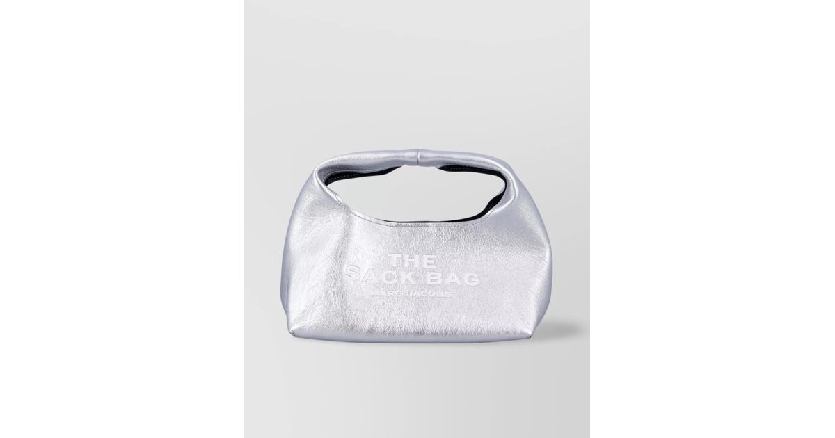 Marc Jacobs Metallic Leather Mini Sack Bag in Gray | Lyst