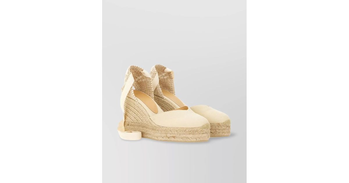 Castañer Wedge Heel Closed Toe Canvas Espadrille Style in Natural | Lyst