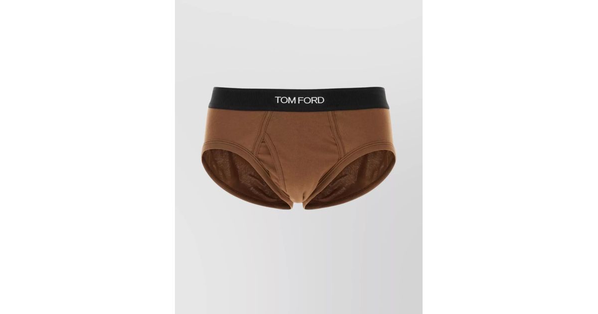 Tom Ford Contoured Pouch Stretch Cotton Brief in Brown for Men | Lyst