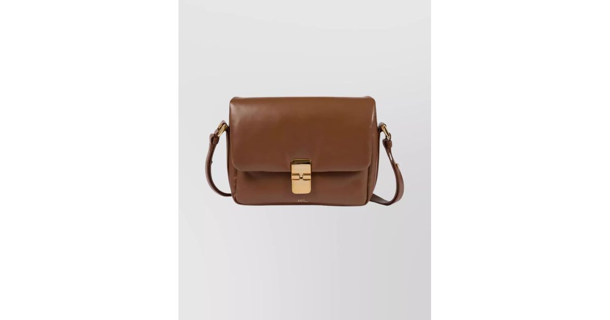 A.P.C. Soft Rectangular Shoulder Bag With Adjustable Strap in Brown ...