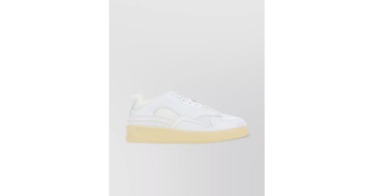 Jil Sander Leather Panelled Low-Top Sneakers in White for Men | Lyst