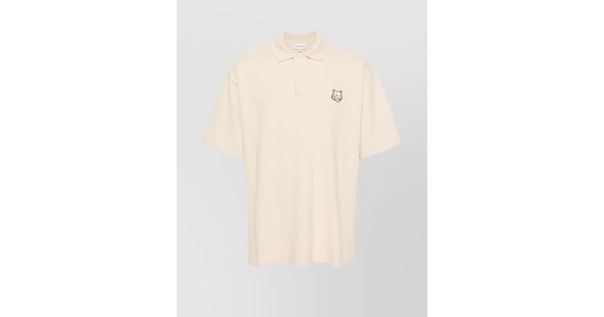 Maison Kitsuné Fox Head Patch Polo Oversize in Natural for Men | Lyst