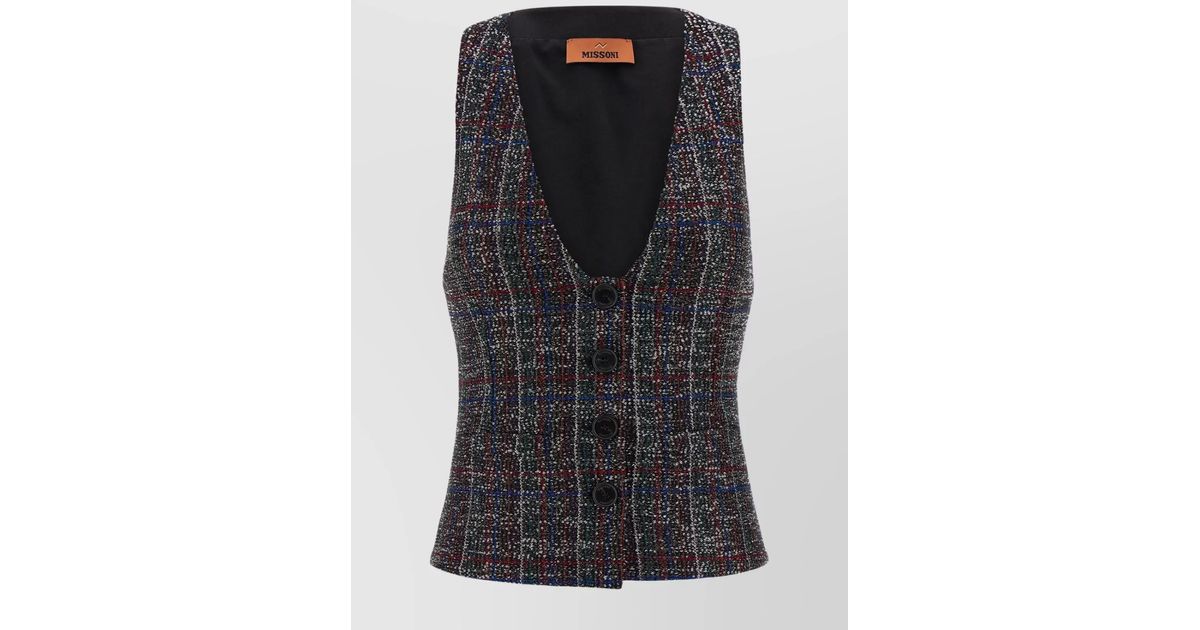 Missoni Fitted Tartan Vest Featuring Sequin Accents in Black | Lyst UK