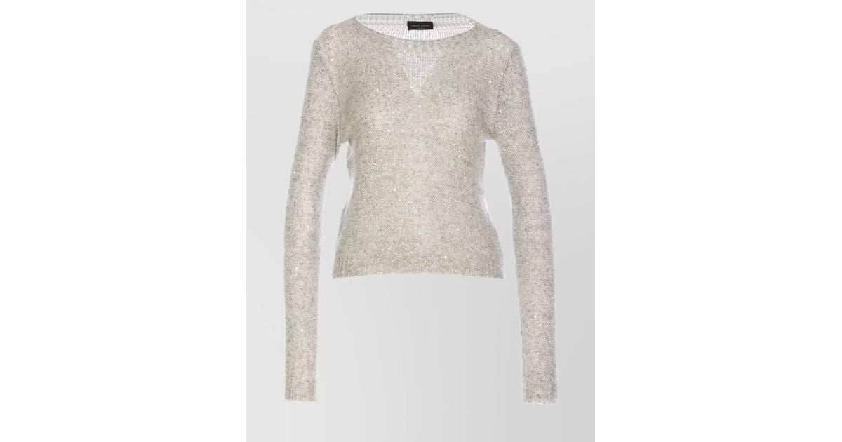 Roberto Collina Boat Neck Sequin Embellished Knitwear in White | Lyst