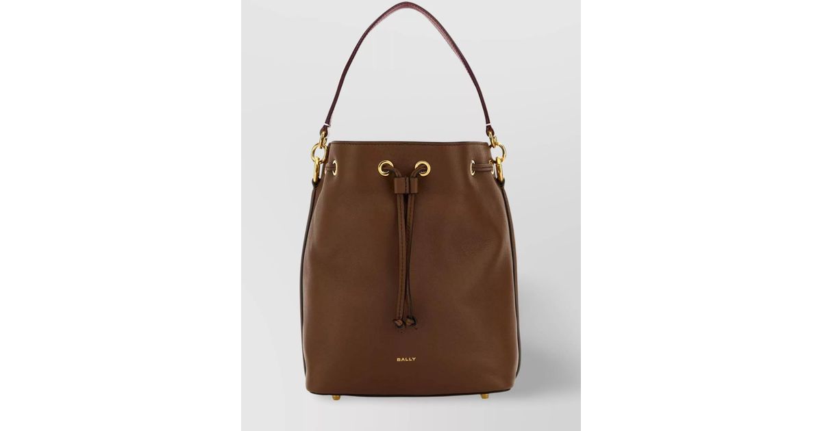 Bally Leather Code Bucket Bag Hardware Feet Handle in Brown | Lyst