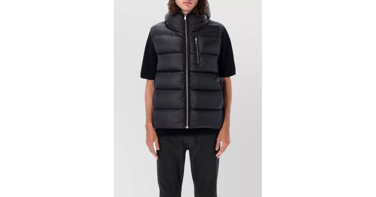 Rick Owens Zippered Chest Pocket Hooded Padded Vest in Blue for Men | Lyst