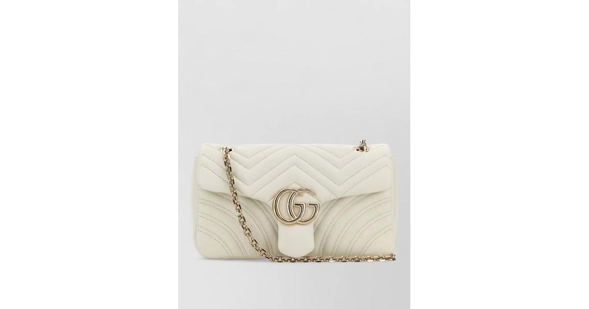 Gucci Gg Marmont Medium Shoulder Bag Chain Strap in Natural | Lyst UK