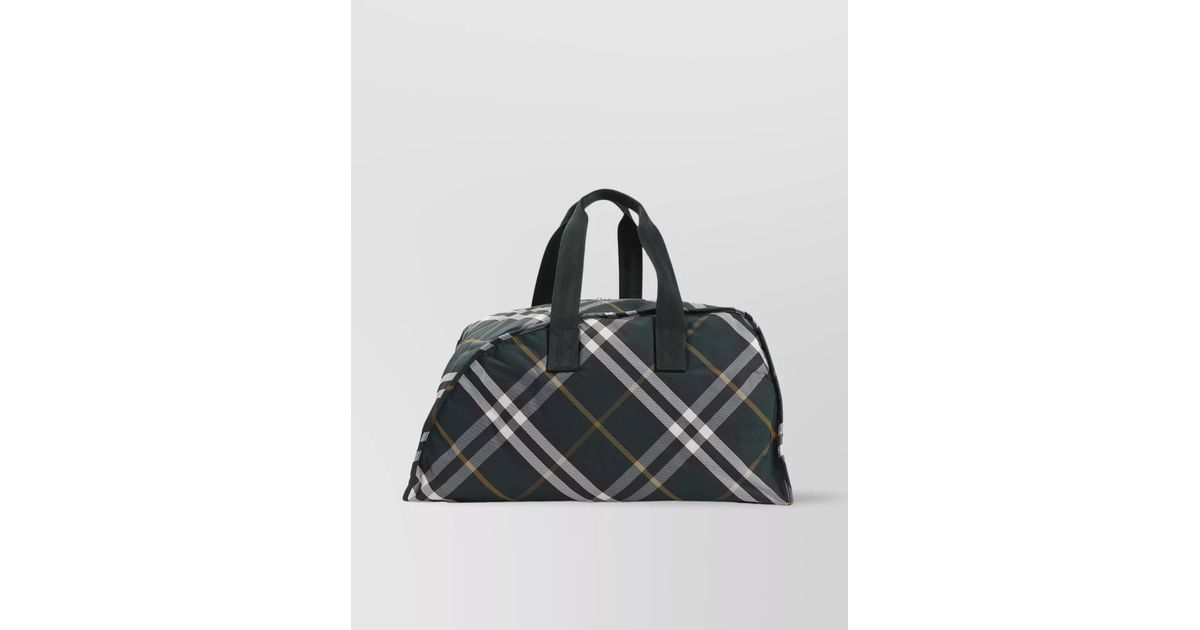 Burberry Large Checkered Duffle Bag in Black for Men | Lyst