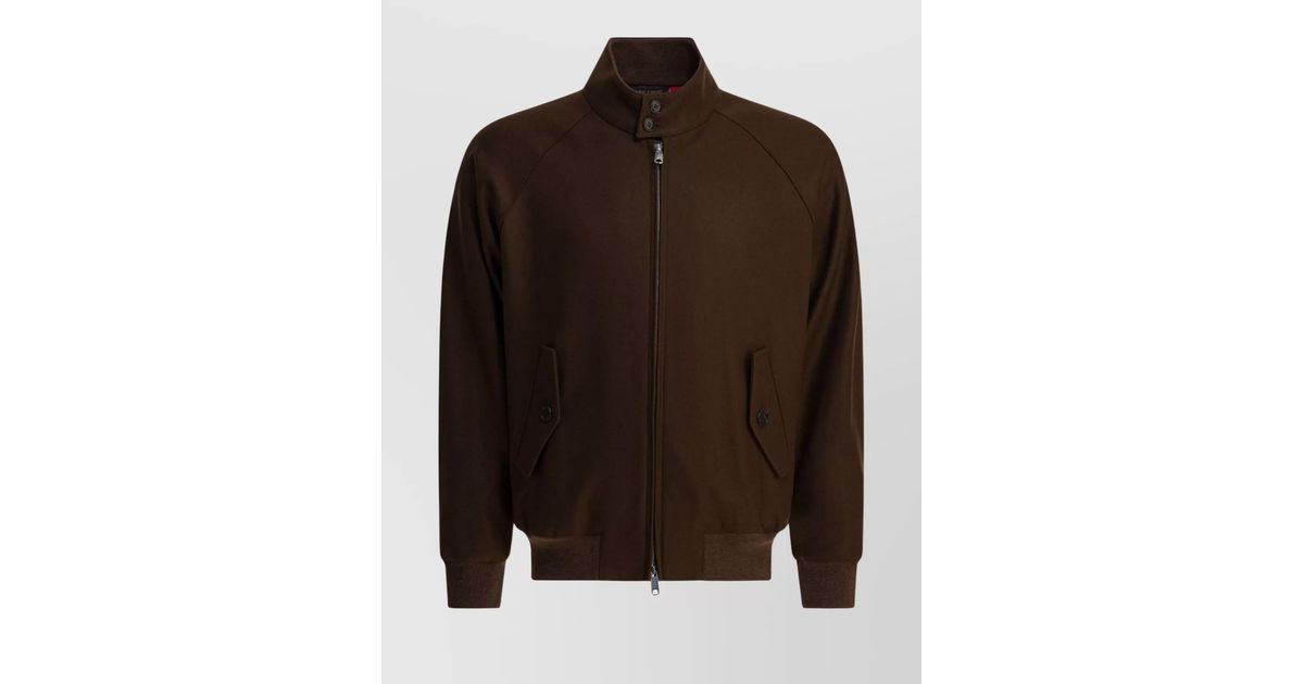 Baracuta Melton Bomber Jacket Collar Button in Brown for Men | Lyst