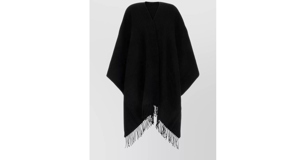 Valentino Garavani Cashmere Cape With Fringe Detailing And Ribbed ...