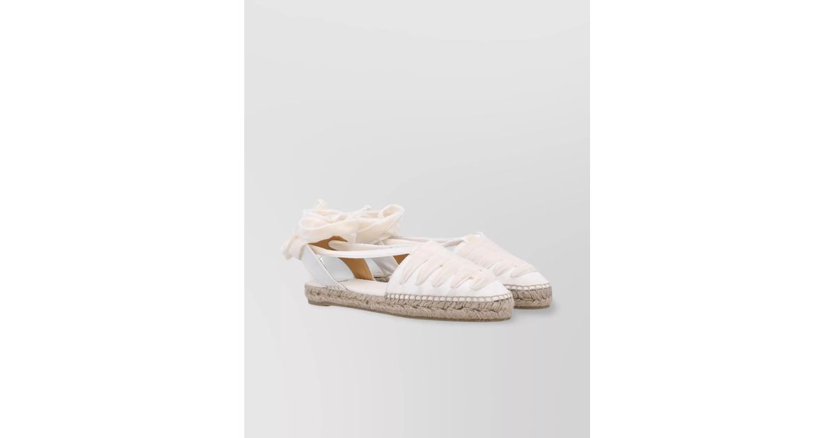 Castañer Lace-Up Shoes With Espadrille Sole And Ribbon Detail in White ...