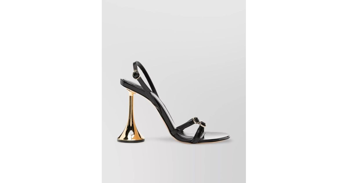 Coperni Sculpted Heel Strappy Leather Sandals in Metallic | Lyst