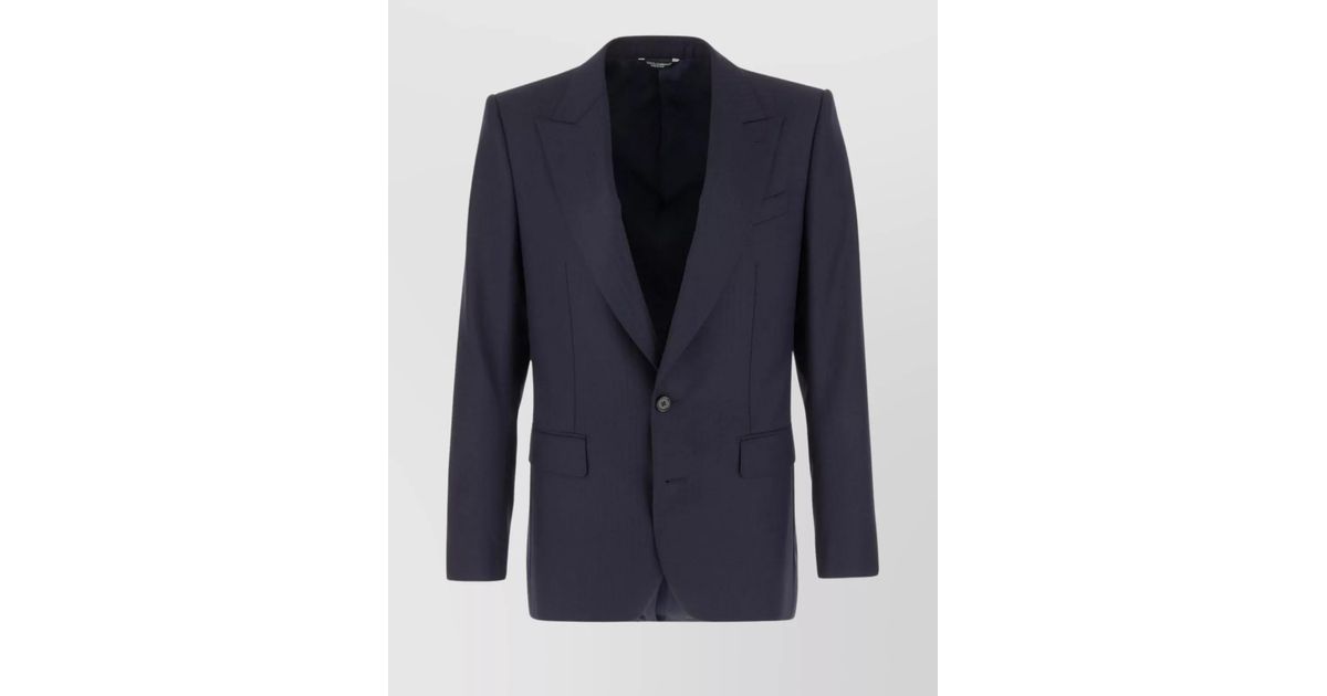 Dolce & Gabbana Wool Blazer With Notch Lapel And Back Vent in Blue for ...