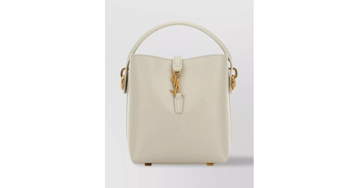 Saint Laurent Mini Structured Bucket Bag With Top Handle in Natural | Lyst