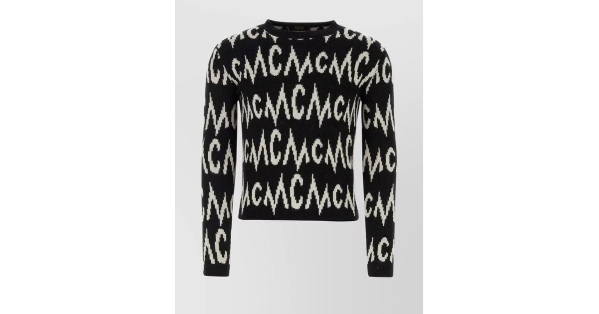 MCM Ribbed Cropped Cashmere Blend Sweater in Black | Lyst UK