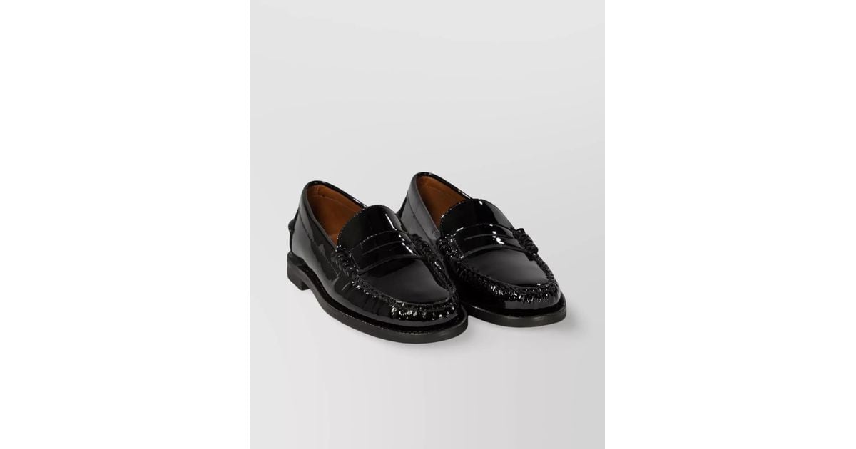 Sebago Dan Patent Leather Moc Toe Loafers in Black | Lyst