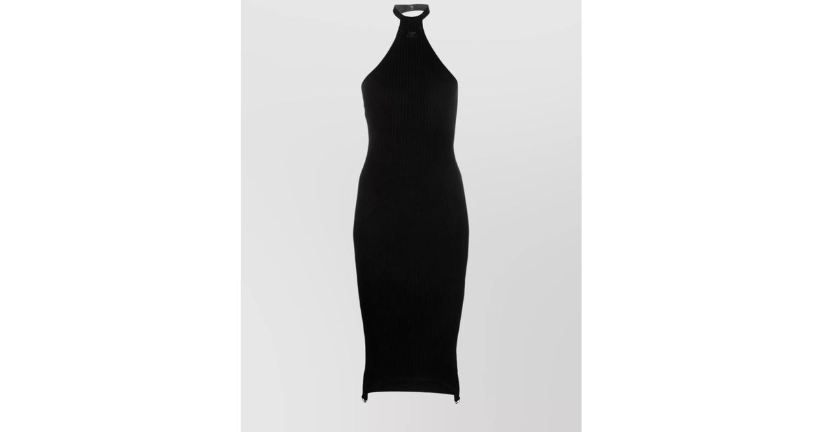 Courreges Long Dress With Halterneck And Open Back in Black | Lyst UK